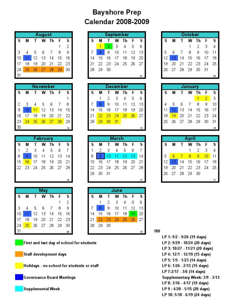 BSP 08 09 Calendar | PDF
