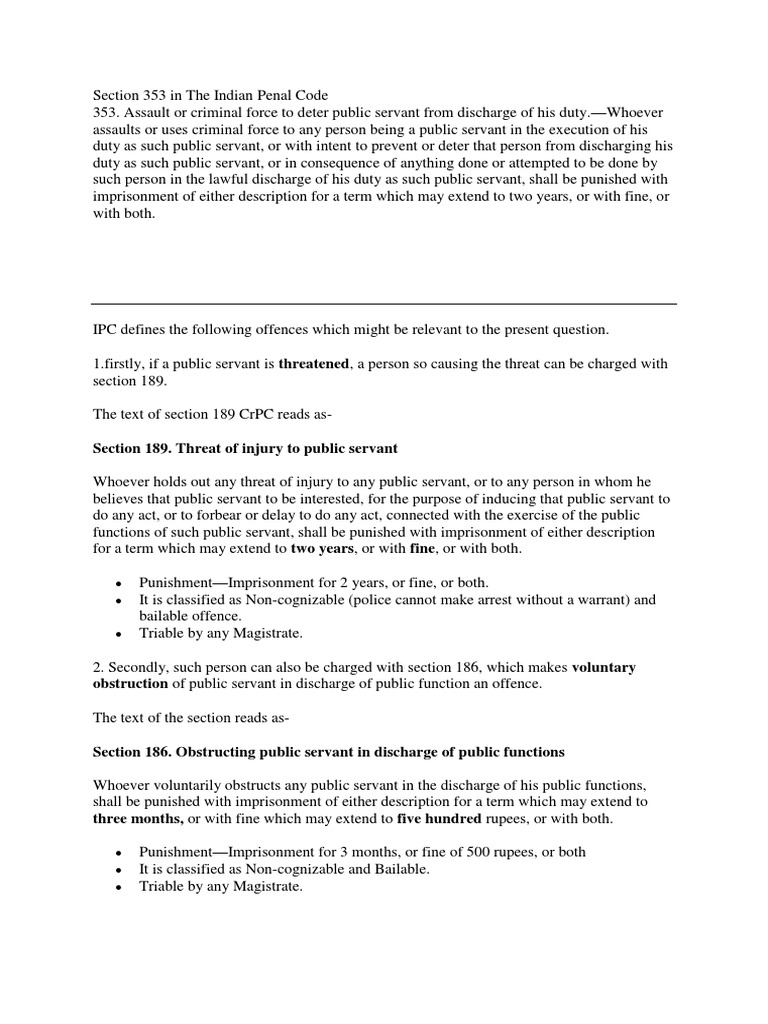Section 353 in The Indian Penal Code | PDF | Assault | Crime & Violence