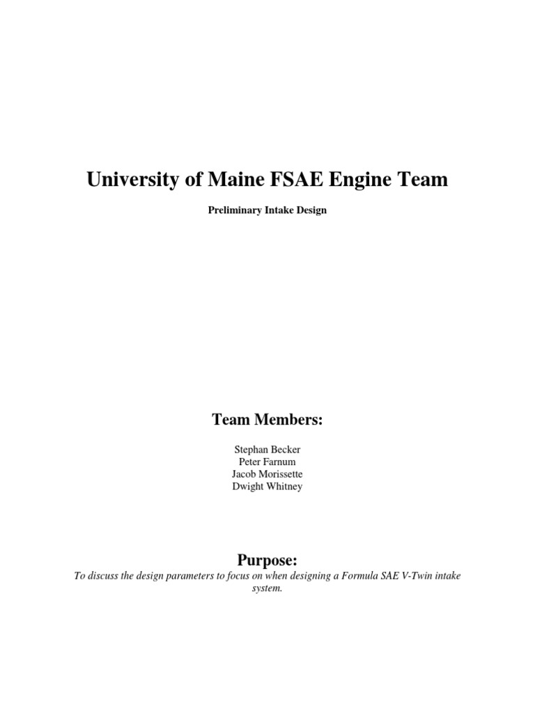 University of Maine FSAE Engine Team | PDF | Flow Measurement | Throttle