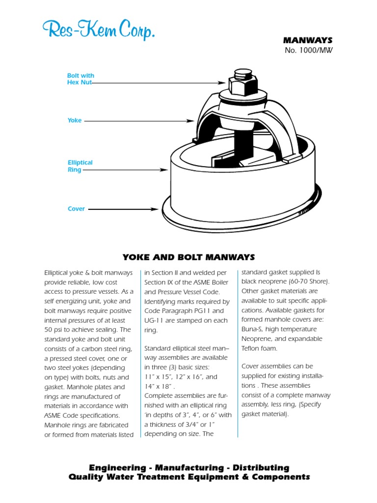 Yoke and Bolt Manways Specifications | PDF | Screw | Structural Steel