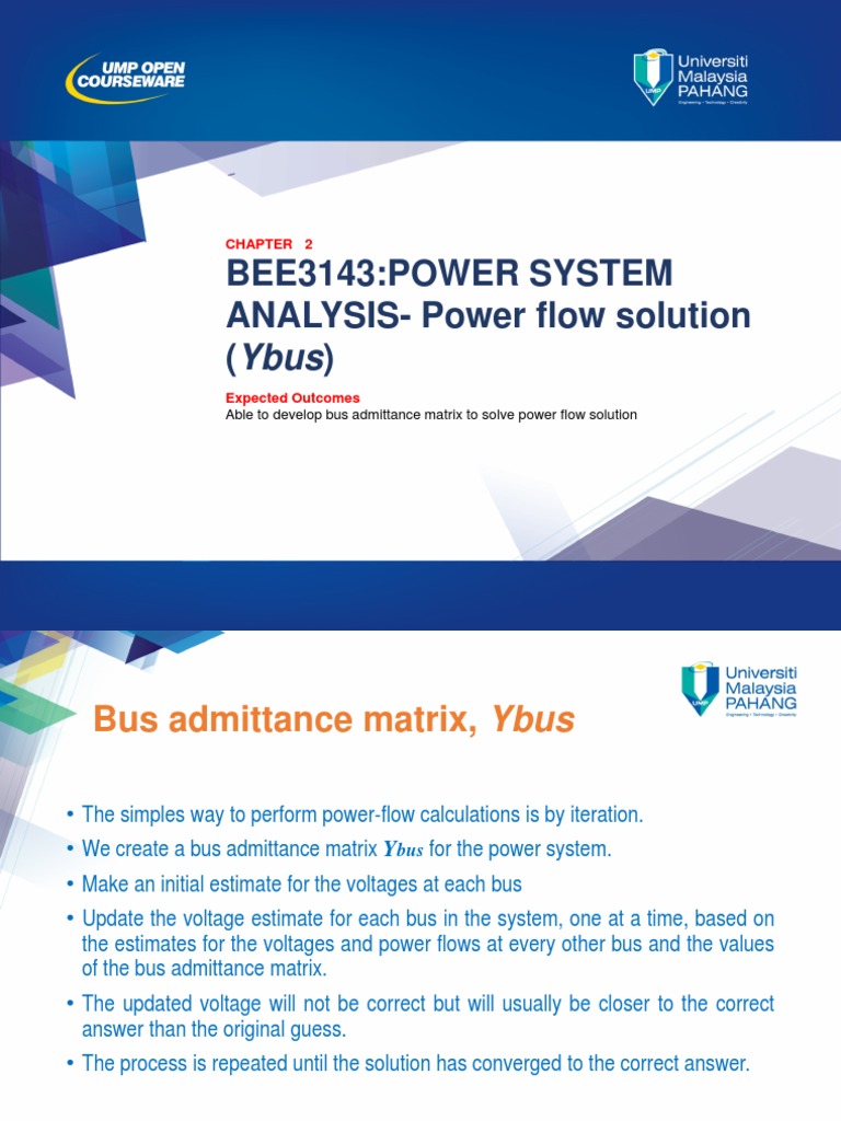 Bee3143:Power System ANALYSIS-Power Flow Solution (Ybus) | PDF