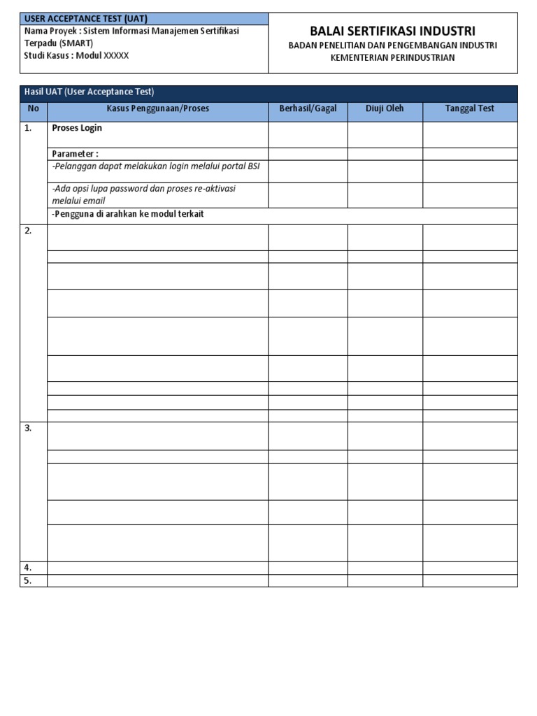 User Acceptance Test - Form Kosong | PDF