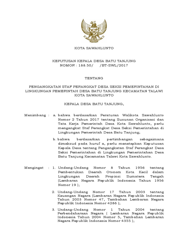 SK Pengangkatan Staf | PDF