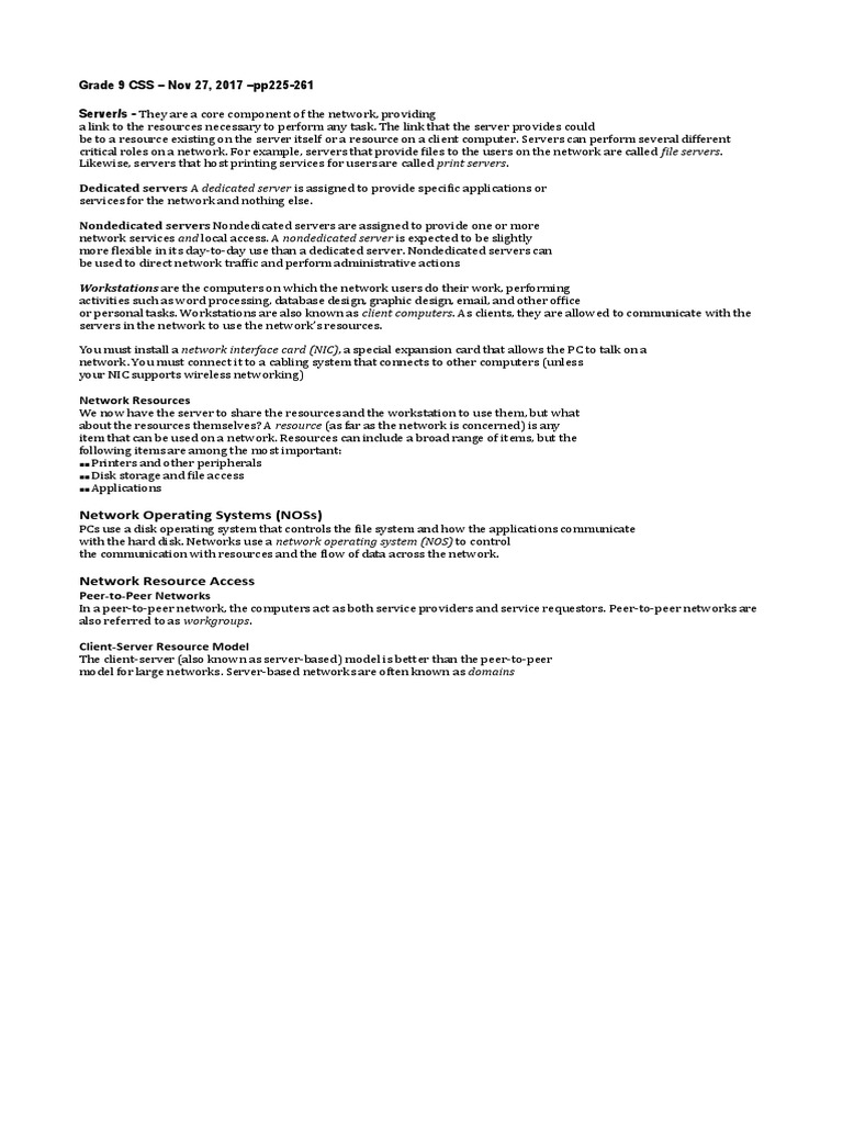 Grade 9 Css - Nov 27, 2017 - Pp225-261 Server/S - : Network Operating Systems (Noss) | PDF ...