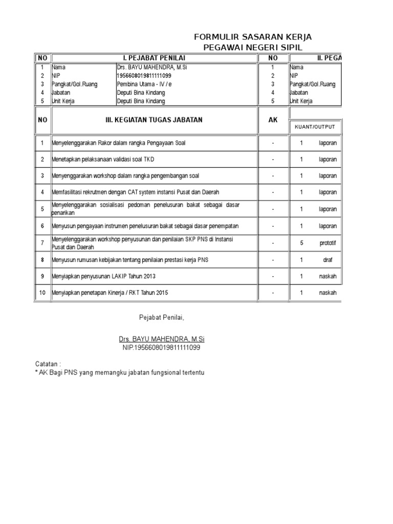 Contoh SKP Pejabat Eselon 2 | PDF