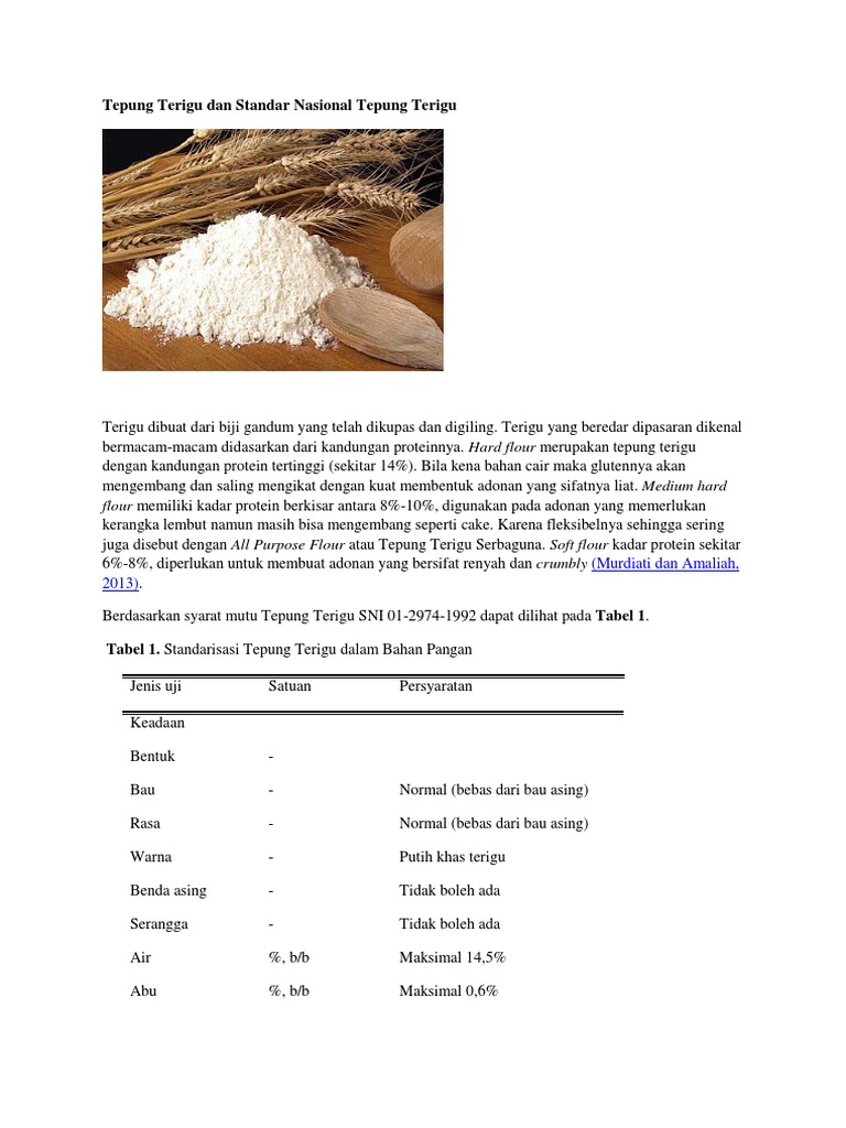 Tepung Terigu Dan Standar Nasional Tepung Terigu | PDF