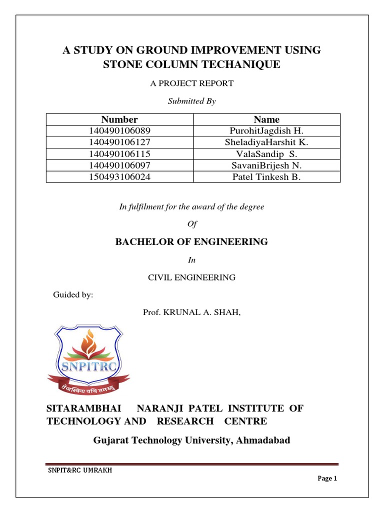 A Study On Ground Improvement Using Stone Column Techanique: Number ...