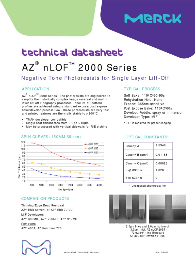 Simplified Lift-Off Lithography Using AZ nLOF 2000 Series Negative Tone ...