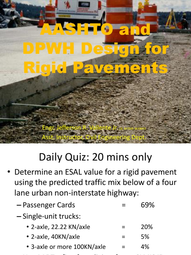 5.1 AASHTO and DPWH Design of Rigid Pavements | PDF | Road Surface ...