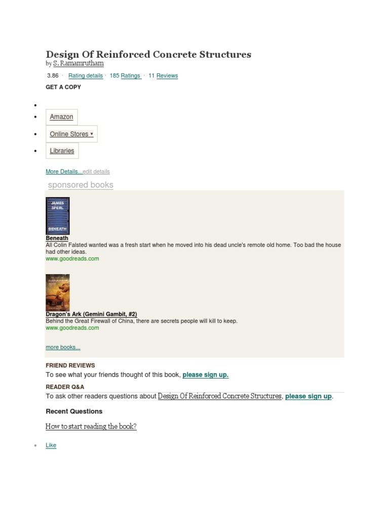 Design of Reinforced Concrete Structures | PDF