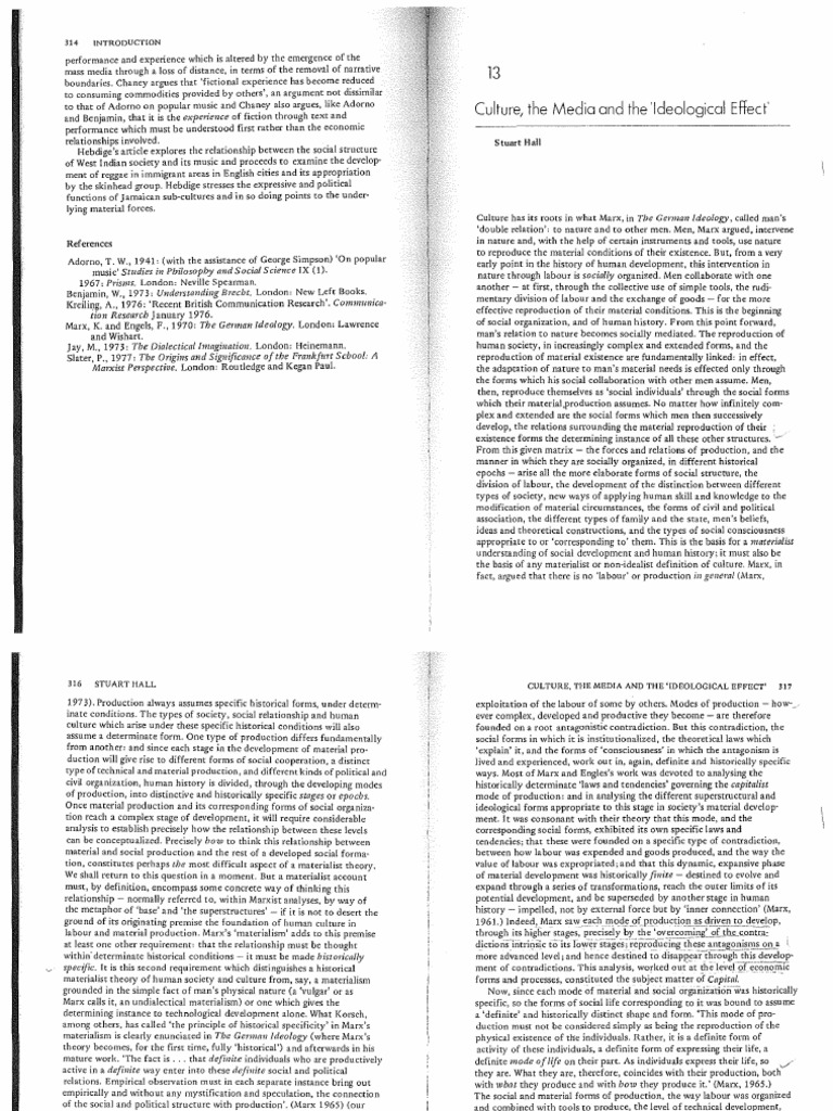 Stuart Hall Culture Media and the Ideological Effect | Ideologies ...