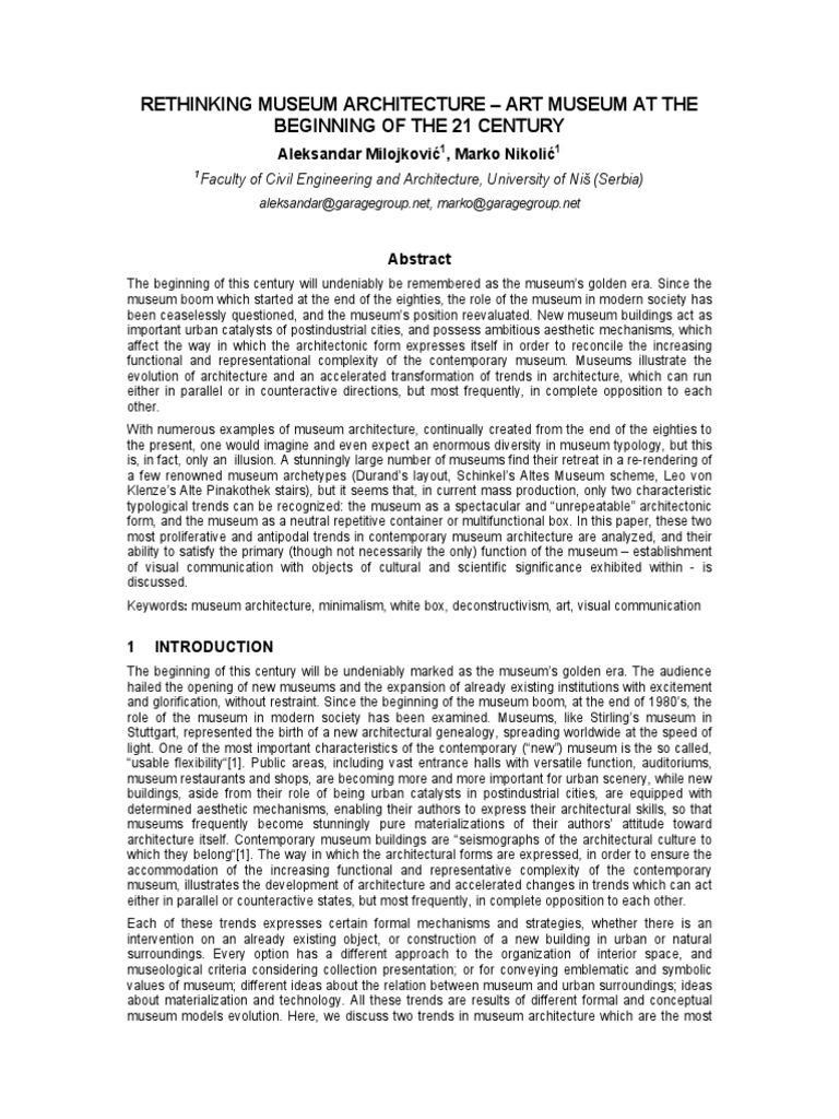 Rethinking Museum Architecture PDF | PDF | Art Media | Design