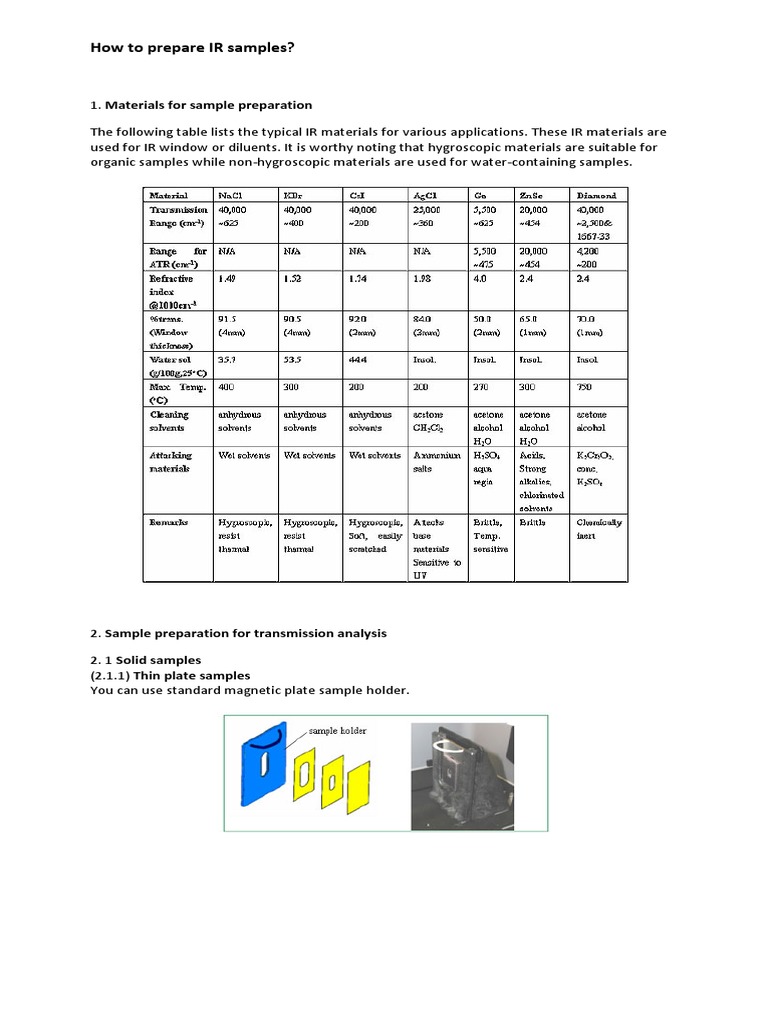 IR Sample Preparation Techniques | PDF | Infrared | Chemistry