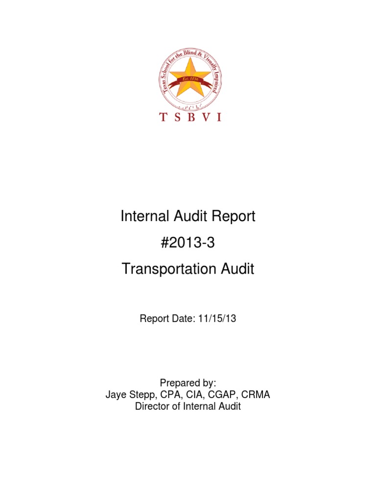 2013-3 Transportation Audit Report | PDF | Driver's License | Internal ...