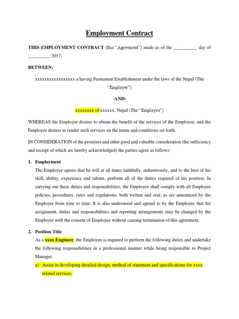 Employment Contract: THIS EMPLOYMENT CONTRACT (This "Agreement") Made ...