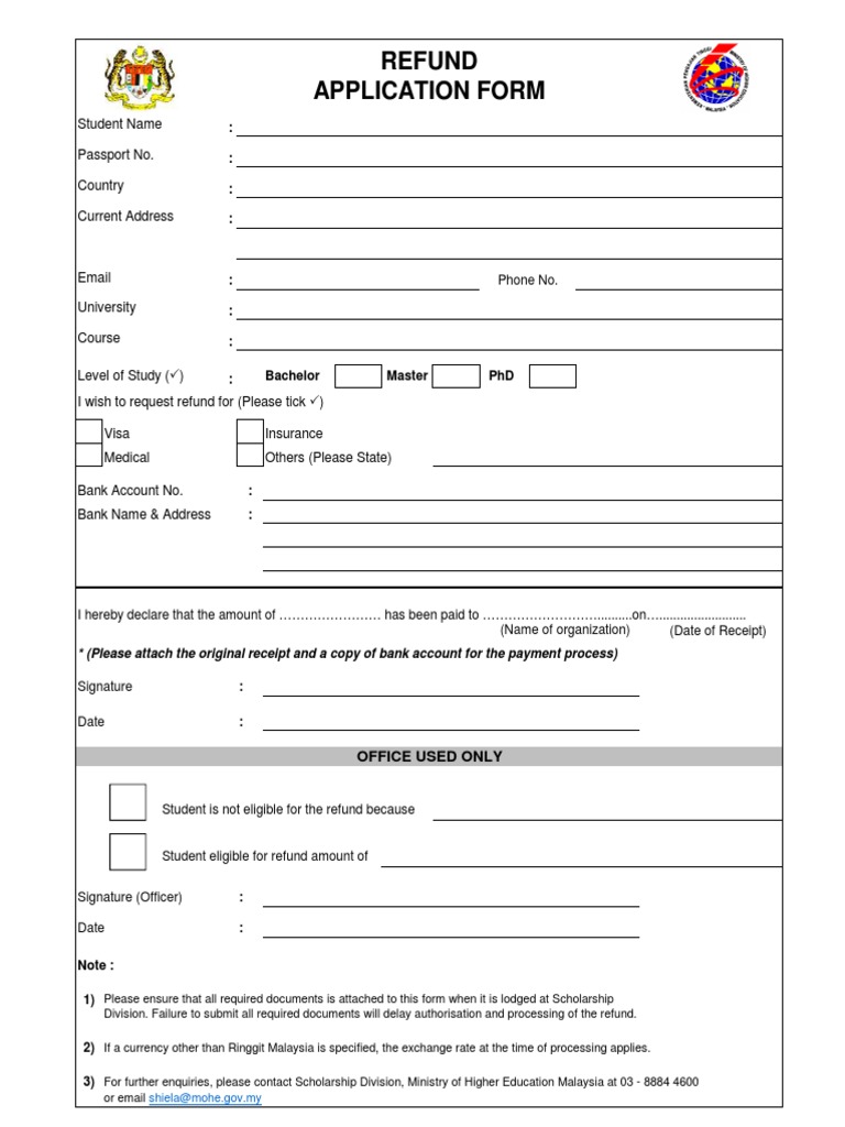 Refund Application Form | PDF
