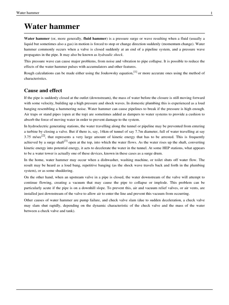 Water Hammer: Cause and Effect | PDF | Soft Matter | Materials