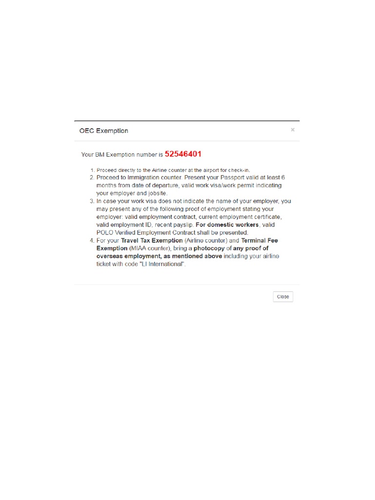 Oec Exemption 2017 | PDF