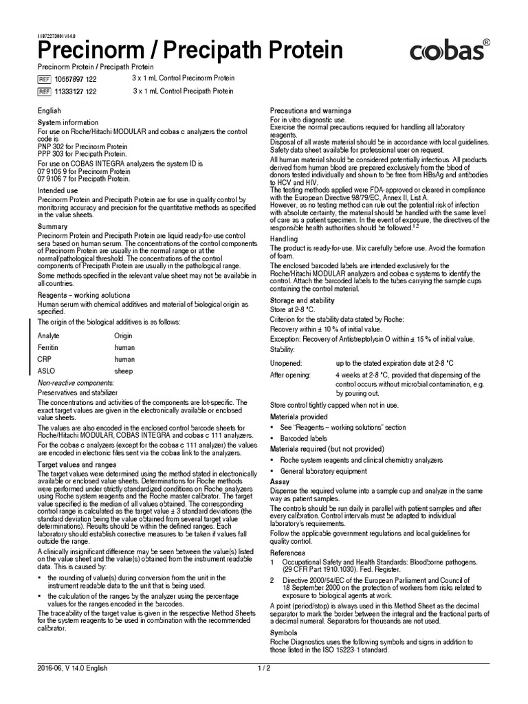 Precinorm - Precipath Protein.11872273001.V14.En | PDF | Infection ...