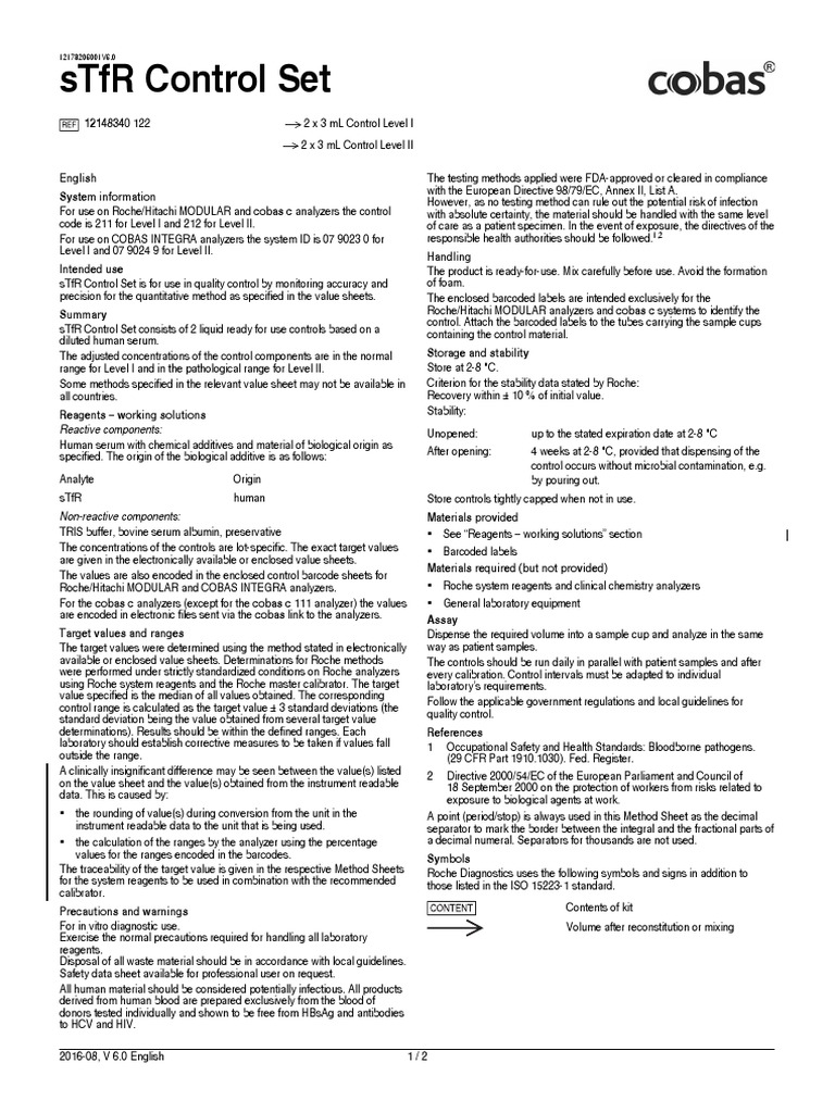 STFR Control Set.12178206001.V6.En | Download Free PDF | Infection | Assay