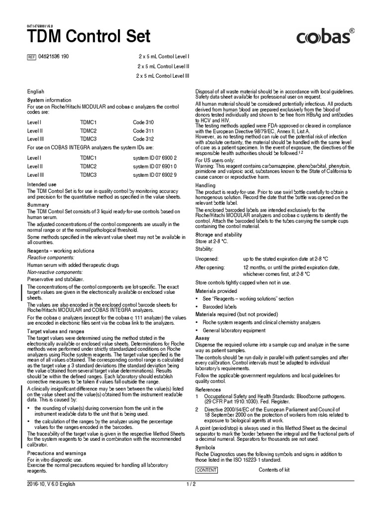 TDM Control Set.04714768001.V6.En | PDF | Standard Deviation | Infection
