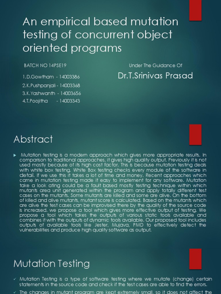 An Empirical Based Mutation Testing Of Concurrent Object Oriented Programs Pdf Mutation