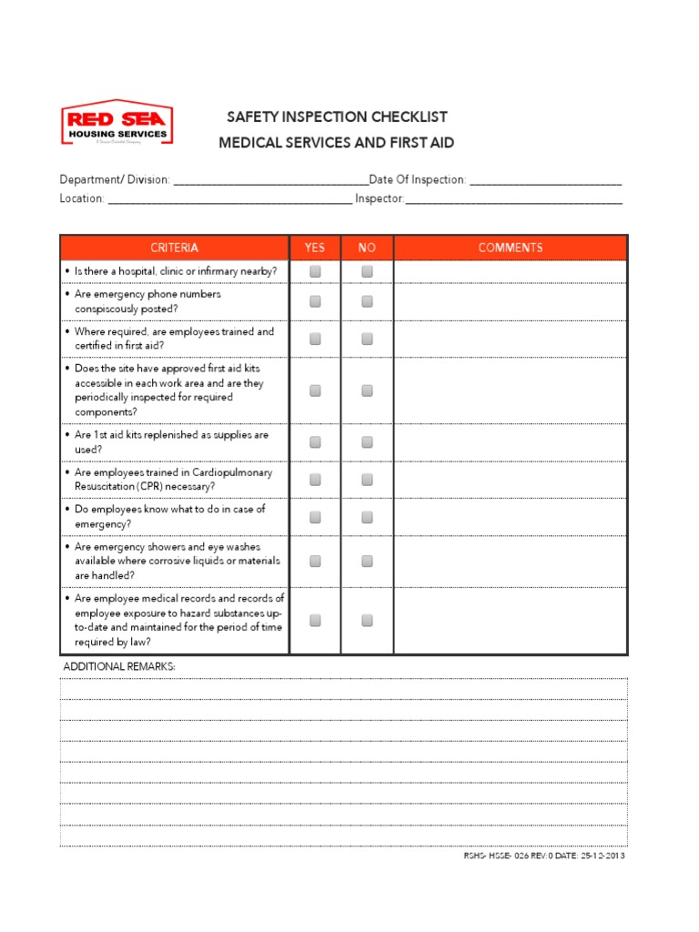 026 First Aid Checklist | PDF