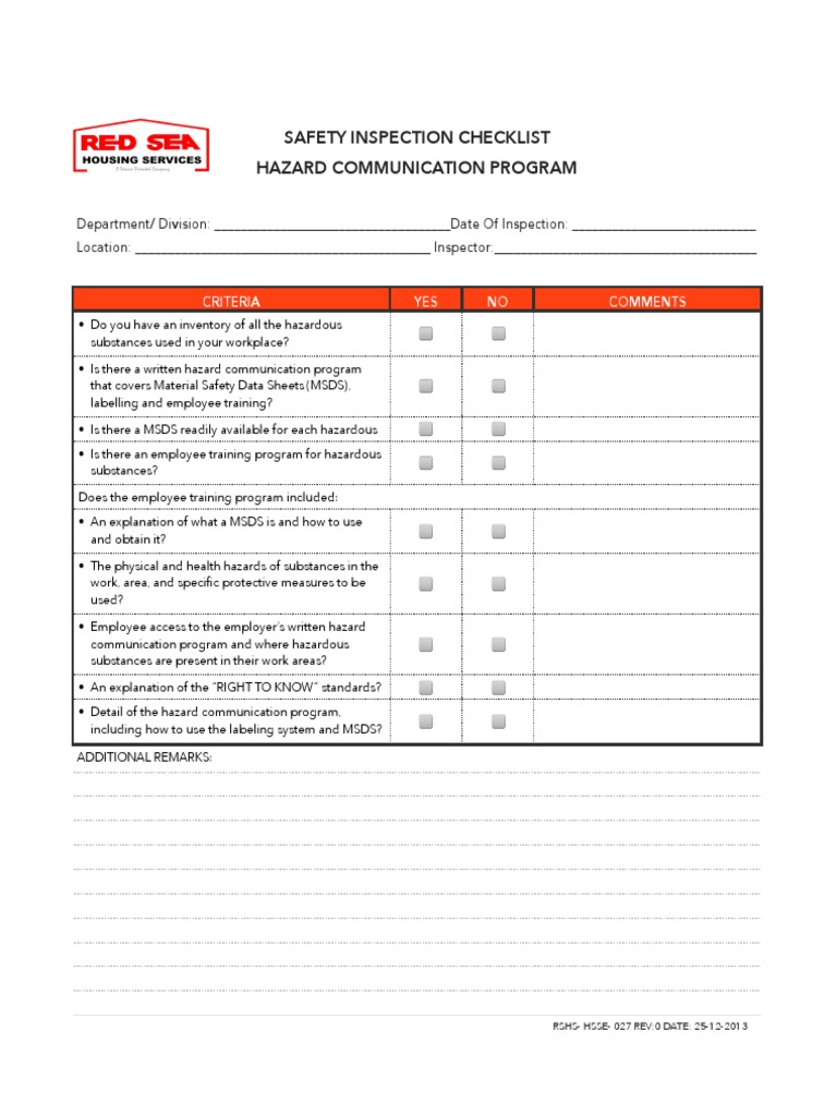 Hazard Communication Program Checklist | PDF | Career & Growth | Business