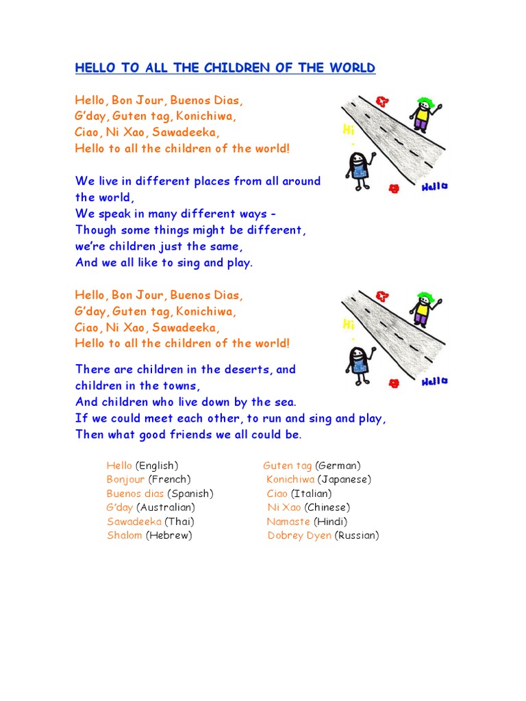 Hello To All The Children of The World | PDF