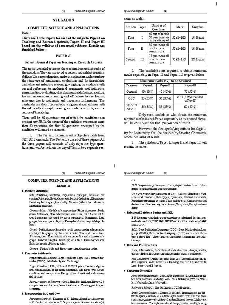 Syllabus: Computer Science and Applications Note | PDF | Parsing | Compiler