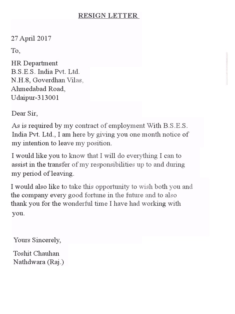 A Farewell and Thanks: A Resignation Letter Providing Notice and Expressing Gratitude for ...