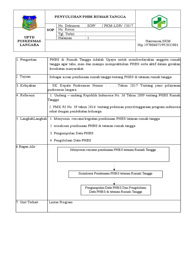 Sop Penyuluhan Phbs RT | PDF