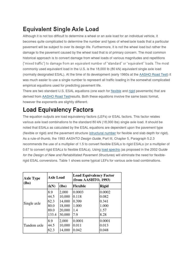 Equivalent Single Axle Load | PDF | Truck | Road Surface