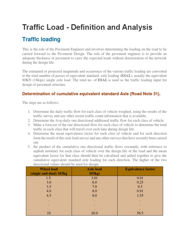 Traffic Load - Definition and Analysis | Download Free PDF | Road | Traffic