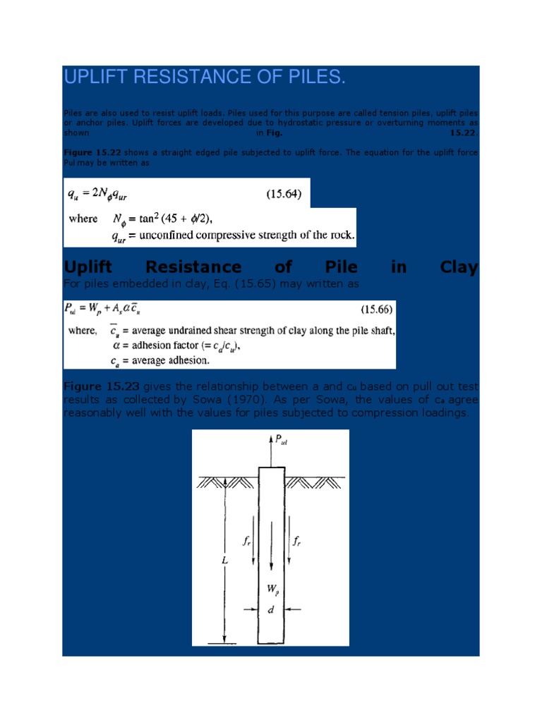 Uplift Resistance of Piles | PDF