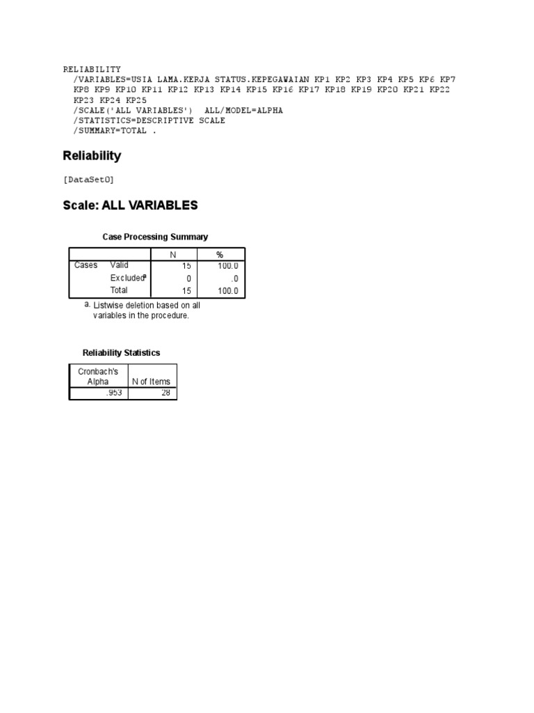 Reliability: Case Processing Summary | PDF | Variance | Descriptive Statistics