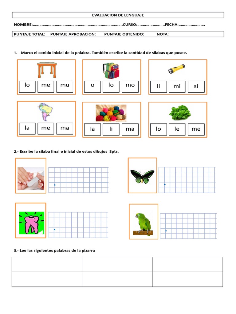 Evaluacion De Lenguaje M L Pdf Idiomas