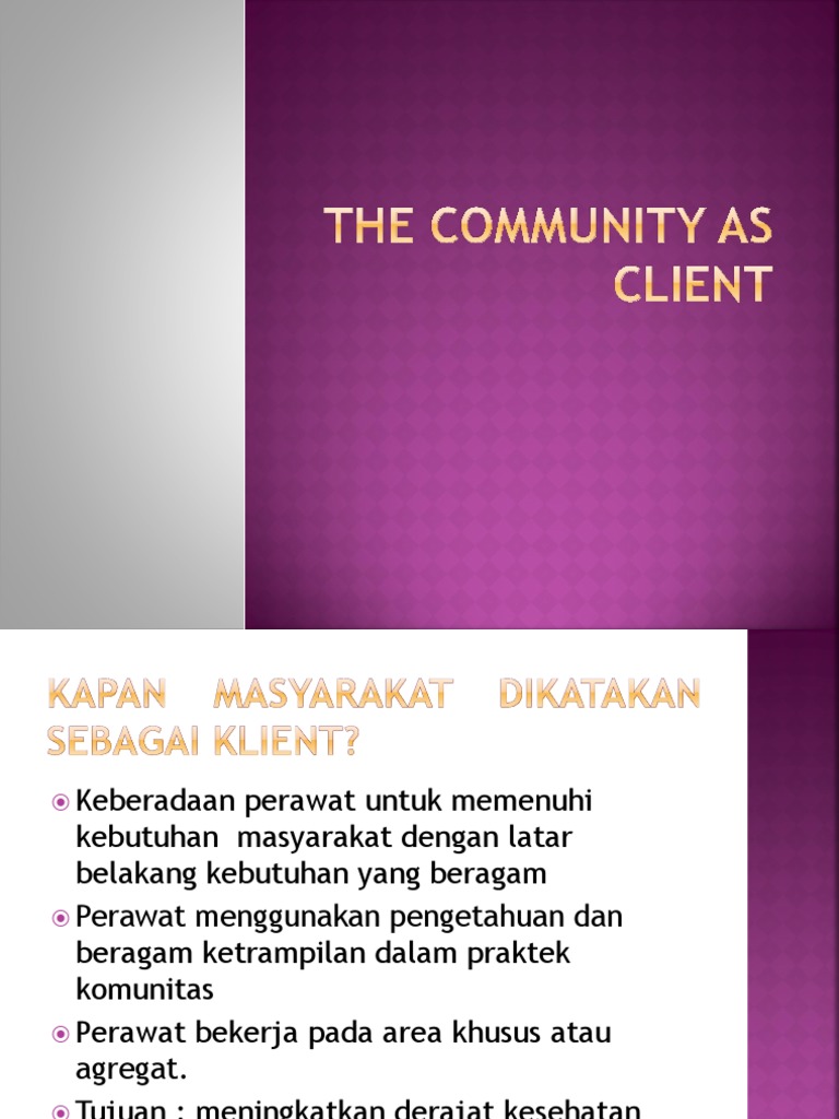 The Community As Client | PDF | Nursing | Preventive Healthcare