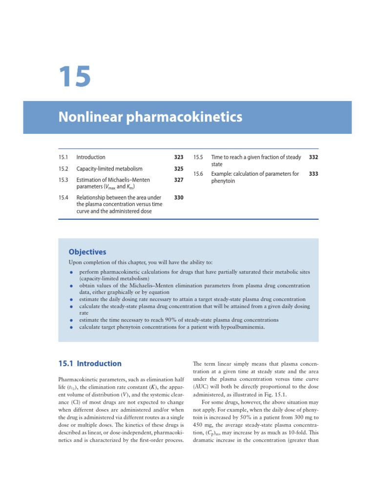 09 Nonlinear PK | PDF | Pharmacokinetics | Enzyme Kinetics