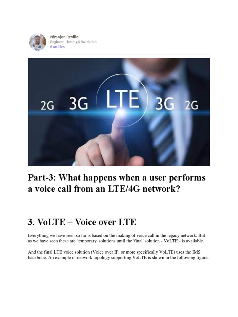 Part-3 What Happens When A User Performs A Voice Call From An LTE - 4G ...