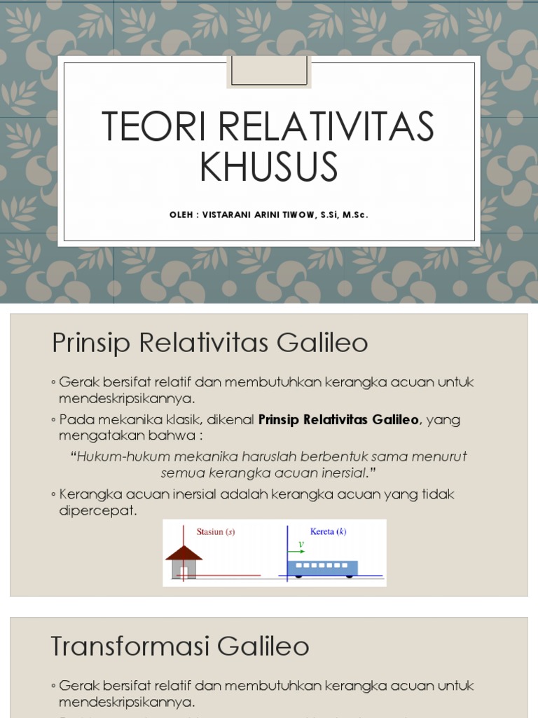 Bab 1. Teori Relativitas Khusus | PDF