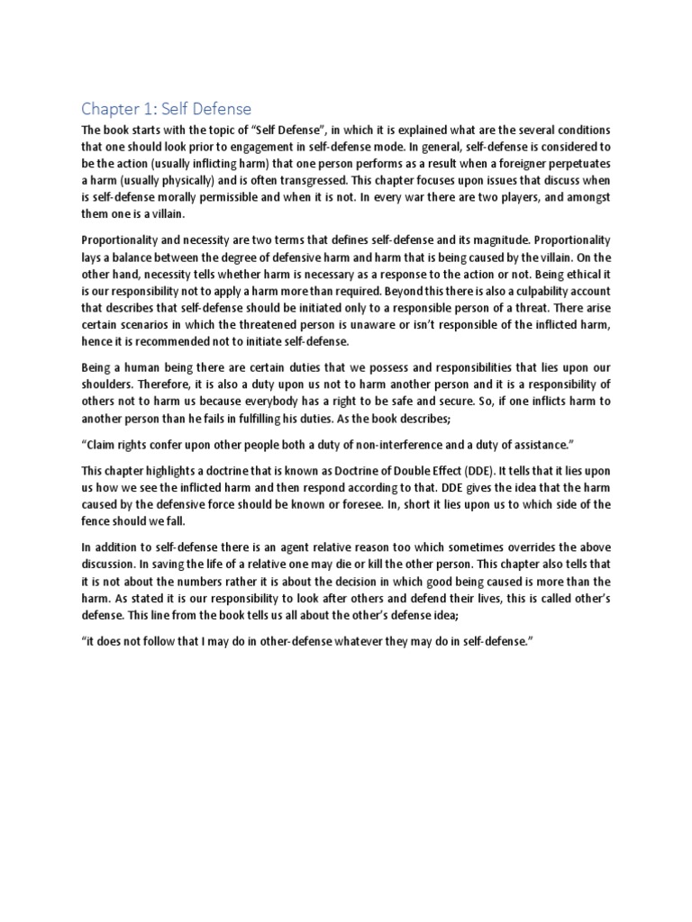 Chapter 1: Self Defense | PDF | Self Defense | Ethical Principles