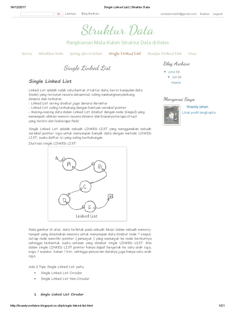 Single Linked List - Struktur Data | PDF