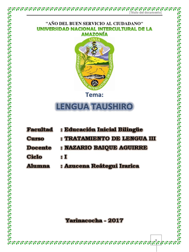 Lengua Taushiro | PDF | Verbo | Lingüística