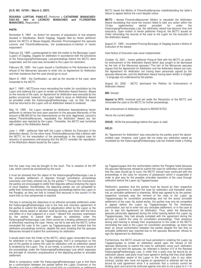 MCTC Decision Overturned on Validity of Lupon Proceedings | PDF ...