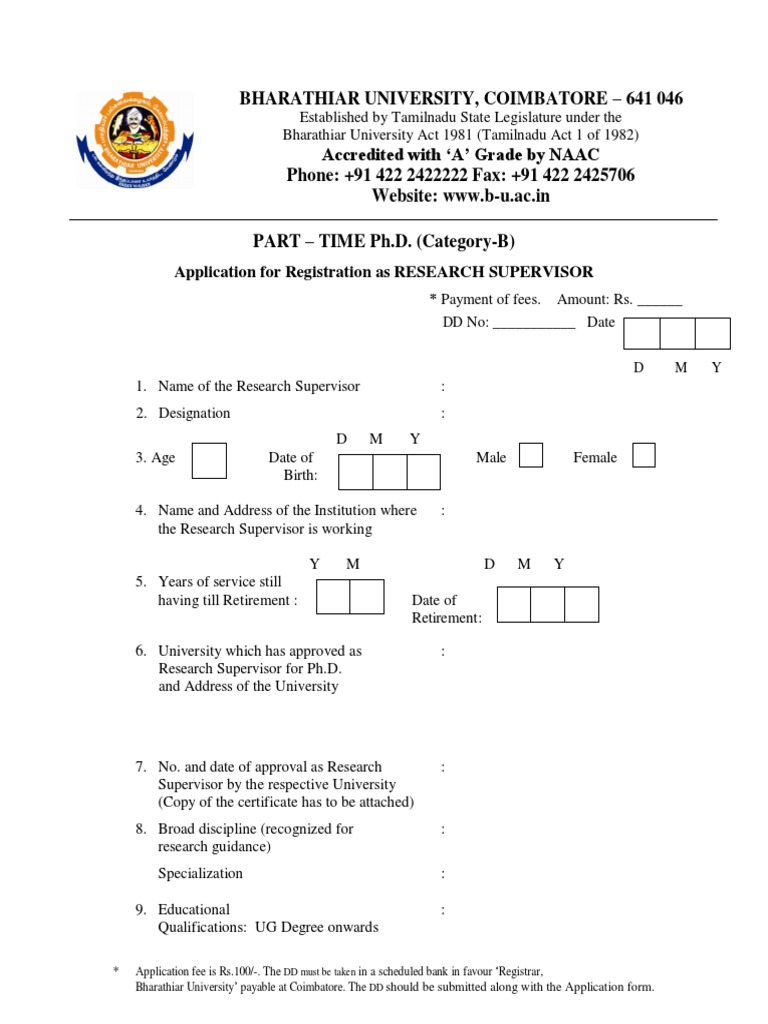 Application For Supervisor | PDF | Doctor Of Philosophy | Further Education