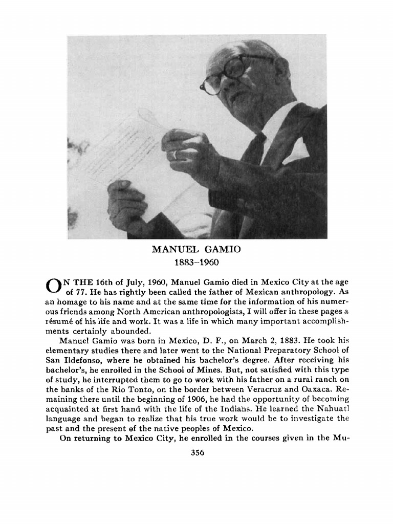 Bibliografía de Manuel Gamio | PDF | Mexico | Anthropology