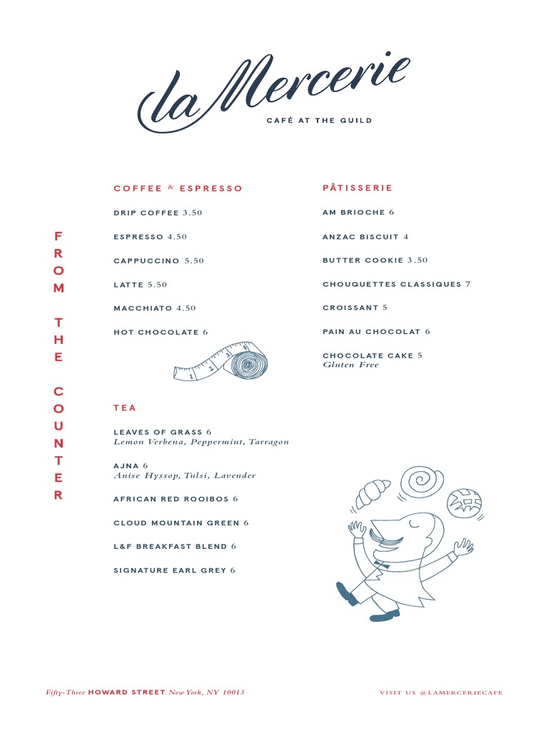 La Mercerie Menu