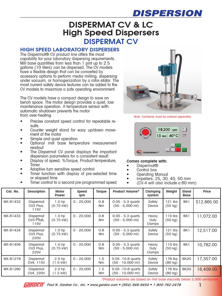 Dispermat Dissolver LC75 | PDF | Pipe (Fluid Conveyance) | Propeller
