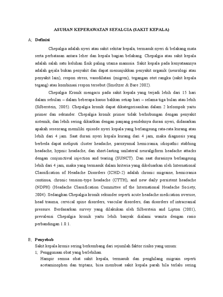 Askep Sefalgia PDF | PDF